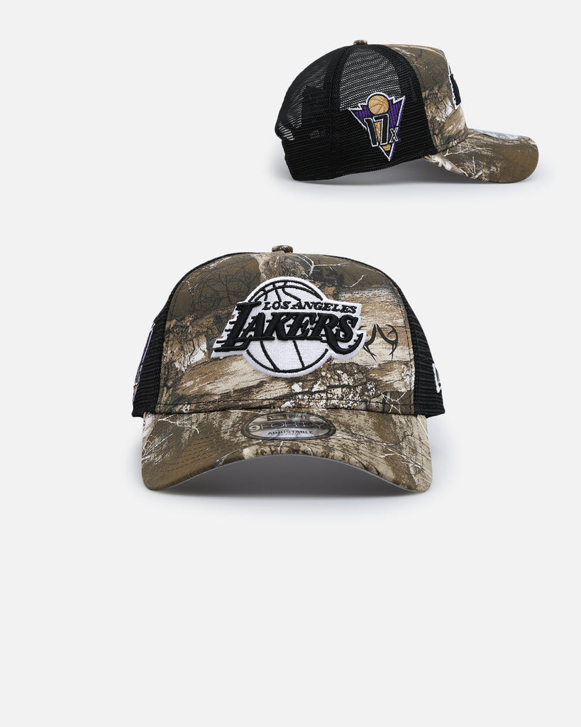 New Era Los Angeles Lakers 'Real Tree' 9FORTY A-Frame Trucker Snapback ...