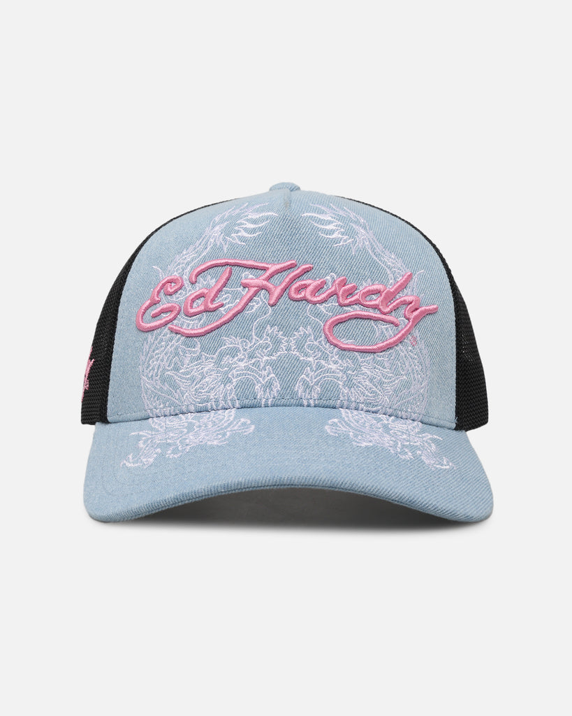 Ed Hardy Dragon Trucker Snapback Light Denim | Culture Kings