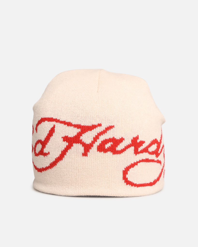 Ed Hardy Script Skull Knit Beanie Off White | Culture Kings