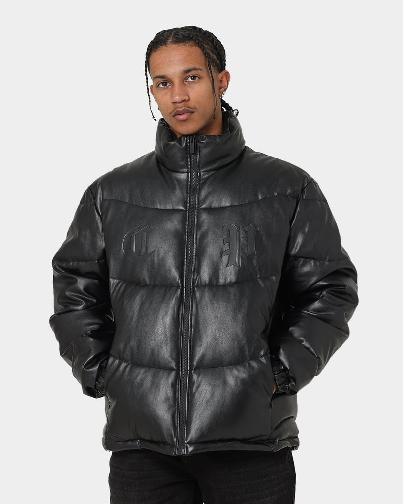 Carré Paris Leather Wave Puffer Jacket Black | Culture Kings