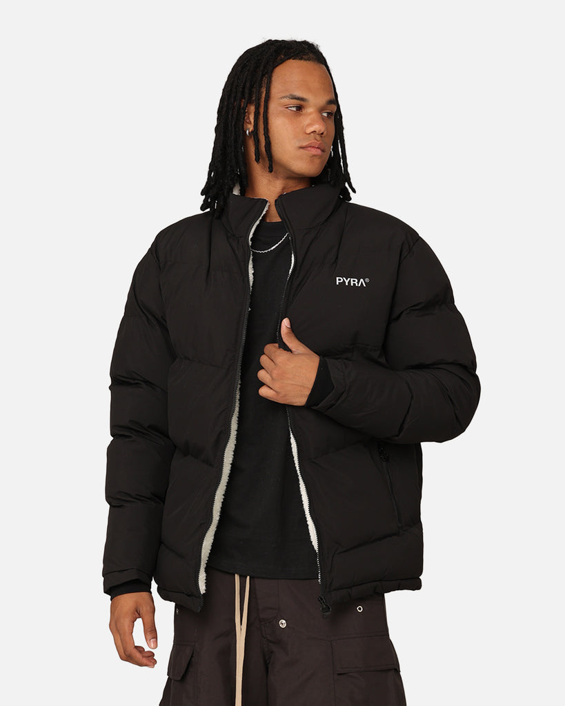 Pyra Sherpa Puffa Jacket Black | Culture Kings