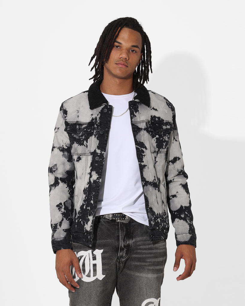 Saint Morta Splat Sherpa Jacket Black/Grey | Culture Kings