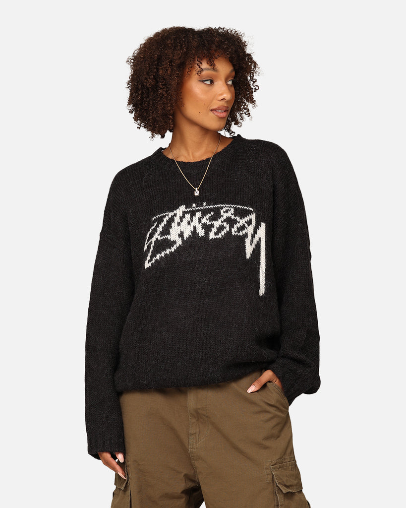 Stüssy Women's Smooth Stock Oversized Knitted Sweater Black | Culture Kings