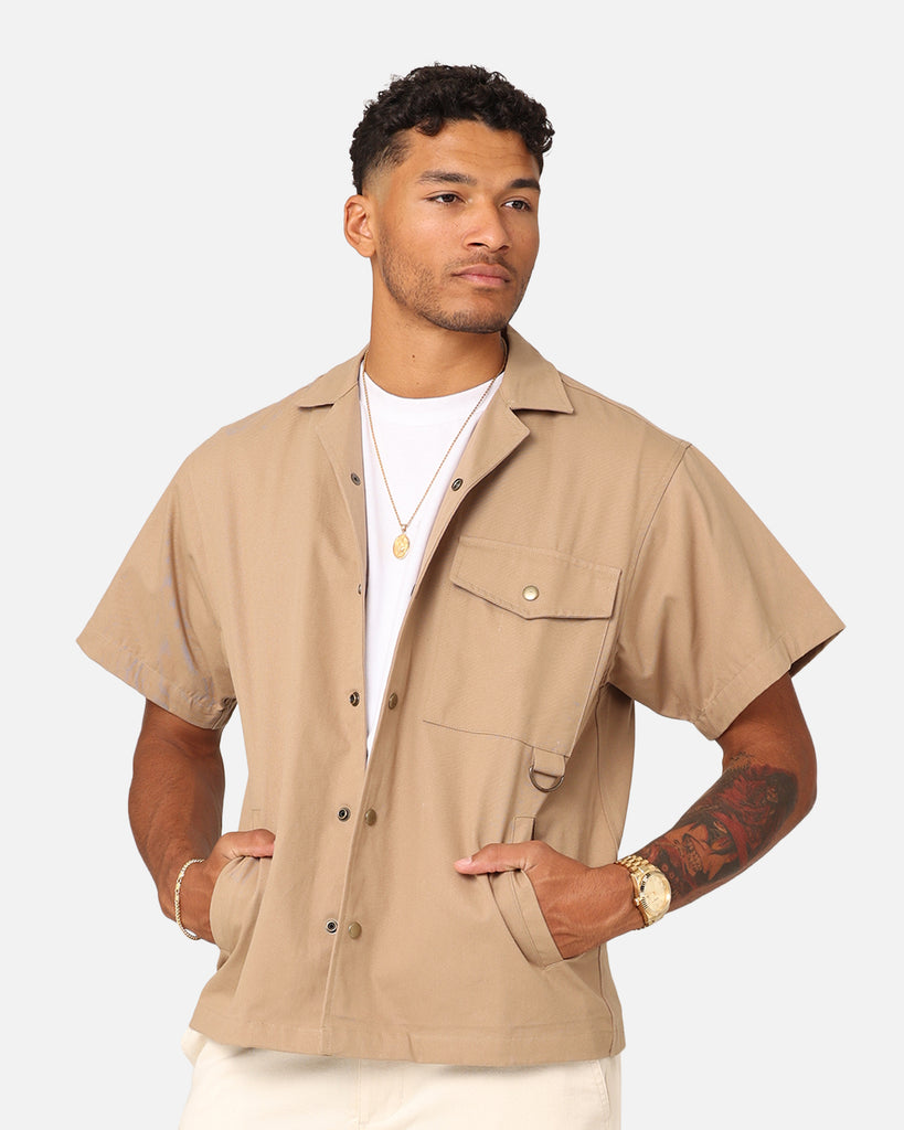 XXIII Benji Utility Button Up Shirt Khaki | Culture Kings