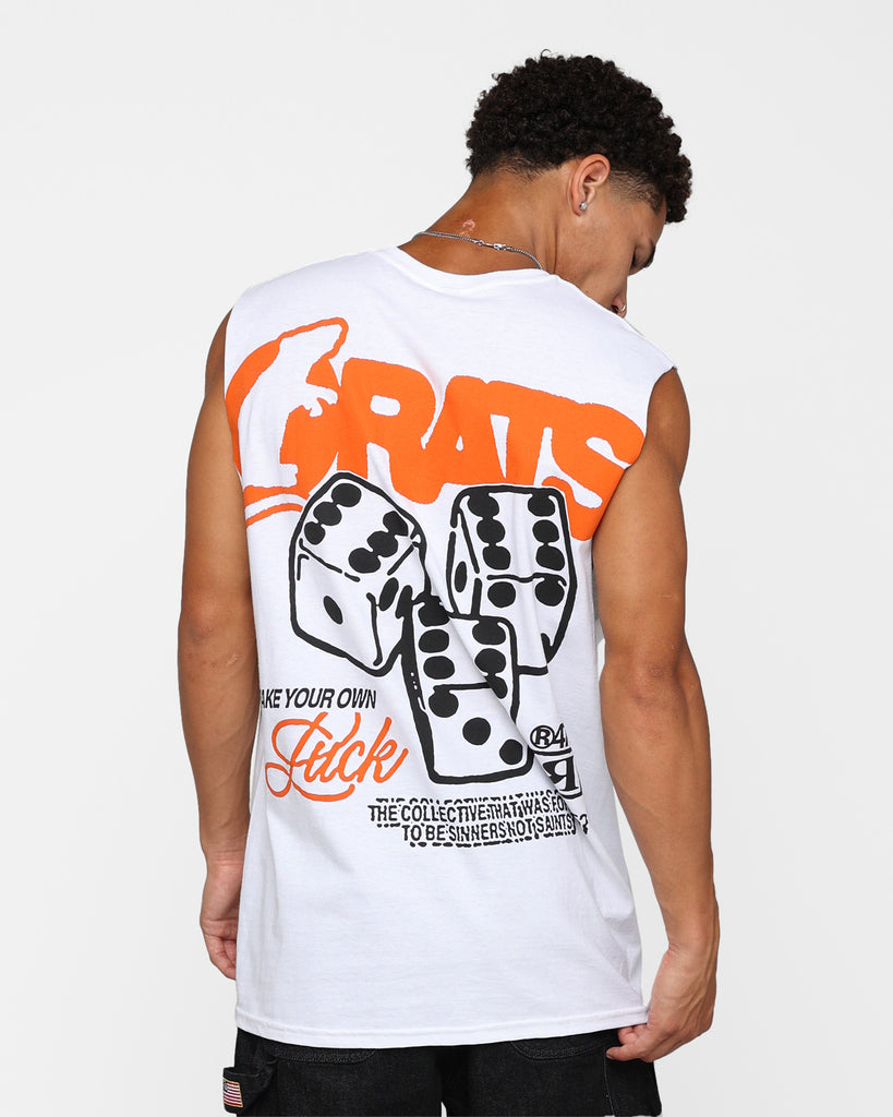 Rats Get Fat Own Luck Muscle T-Shirt White | Culture Kings