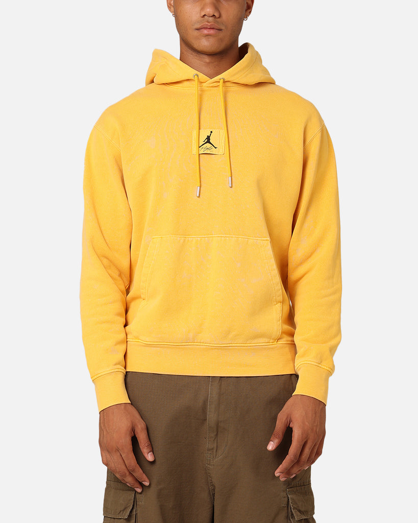 Jordan Essentials Flight Fleece Washed Pullover Hoodie Yellow Ochre ...