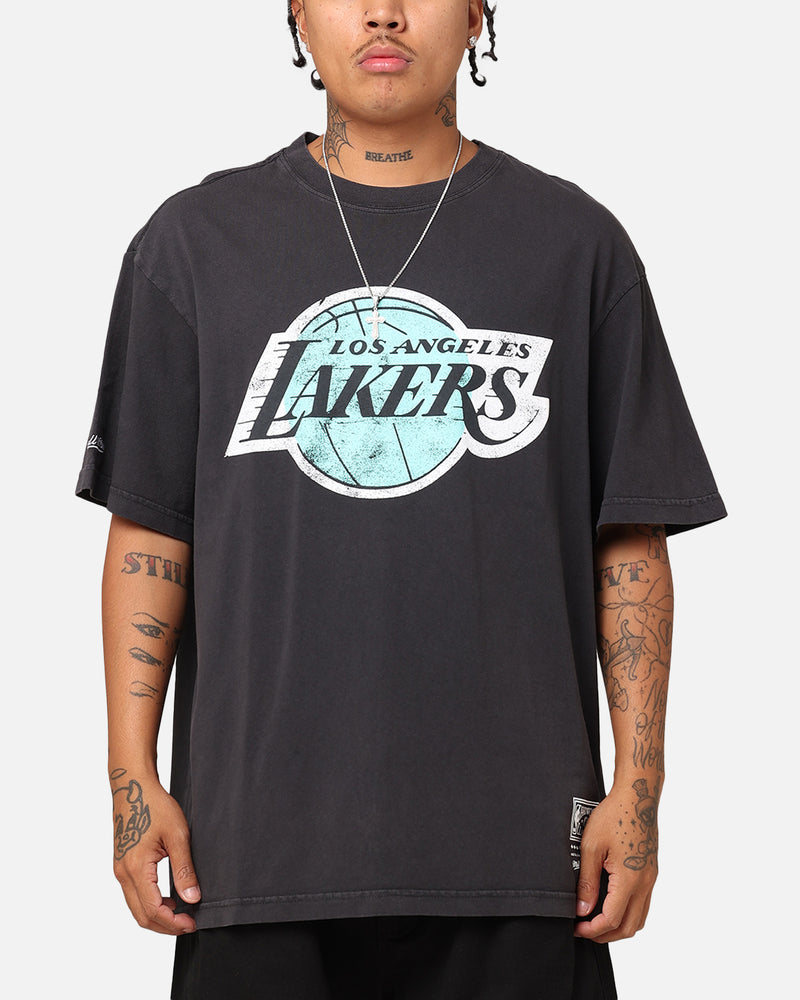 Buy Mitchell & Ness Los Angeles Lakers Ice Blue Logo T-Shirt Faded ...