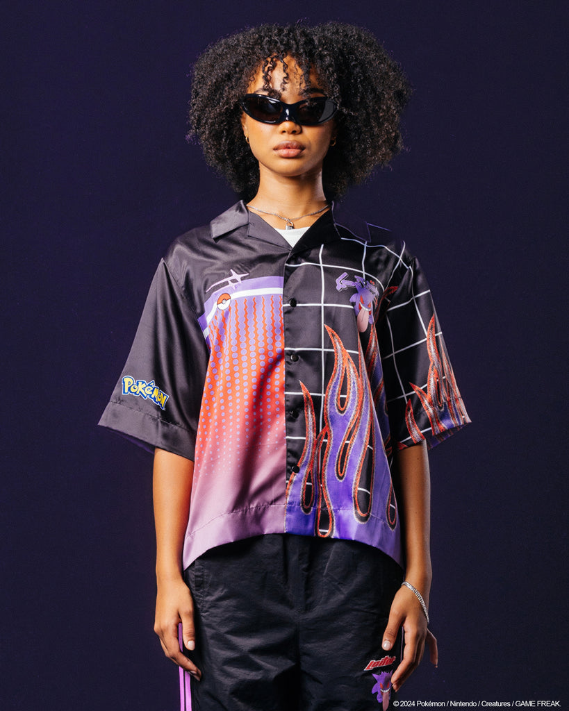 Pokémon By Loiter Gengar Split Button Up Shirt Black/Purple | Culture Kings