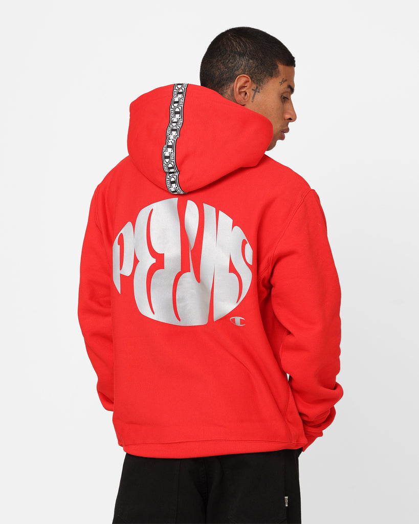 Champion X Pelvis Reverse Weave Hoodie Team Red Scarlet | Culture Kings
