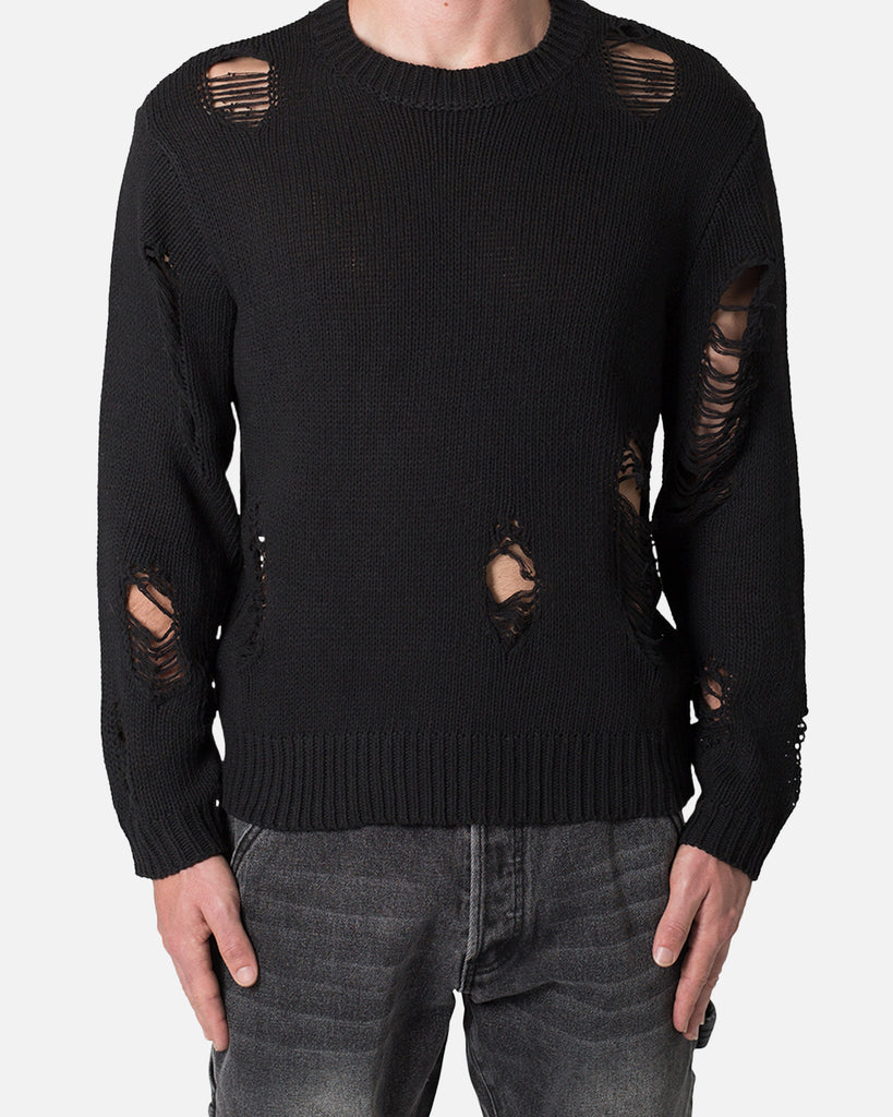 MNML Distressed Sweater Black | Culture Kings
