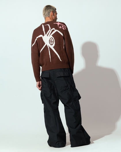 Loiter Spider Knit Sweater Brown | Culture Kings