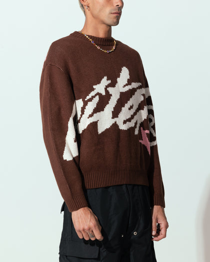 Loiter Spider Knit Sweater Brown | Culture Kings