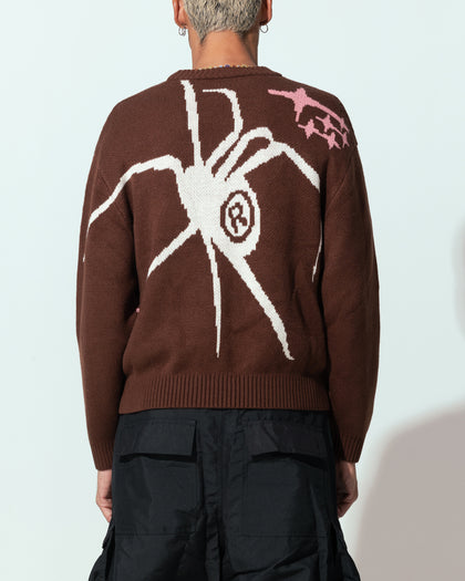 Loiter Spider Knit Sweater Brown | Culture Kings