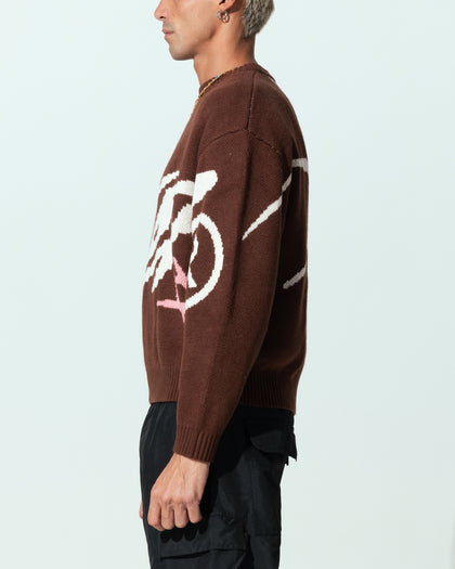 Loiter Spider Knit Sweater Brown | Culture Kings