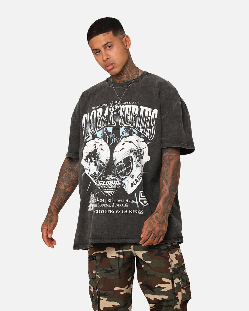 Culture Kings X NHL Face Off Graphic Vintage Heavyweight T-Shirt Black