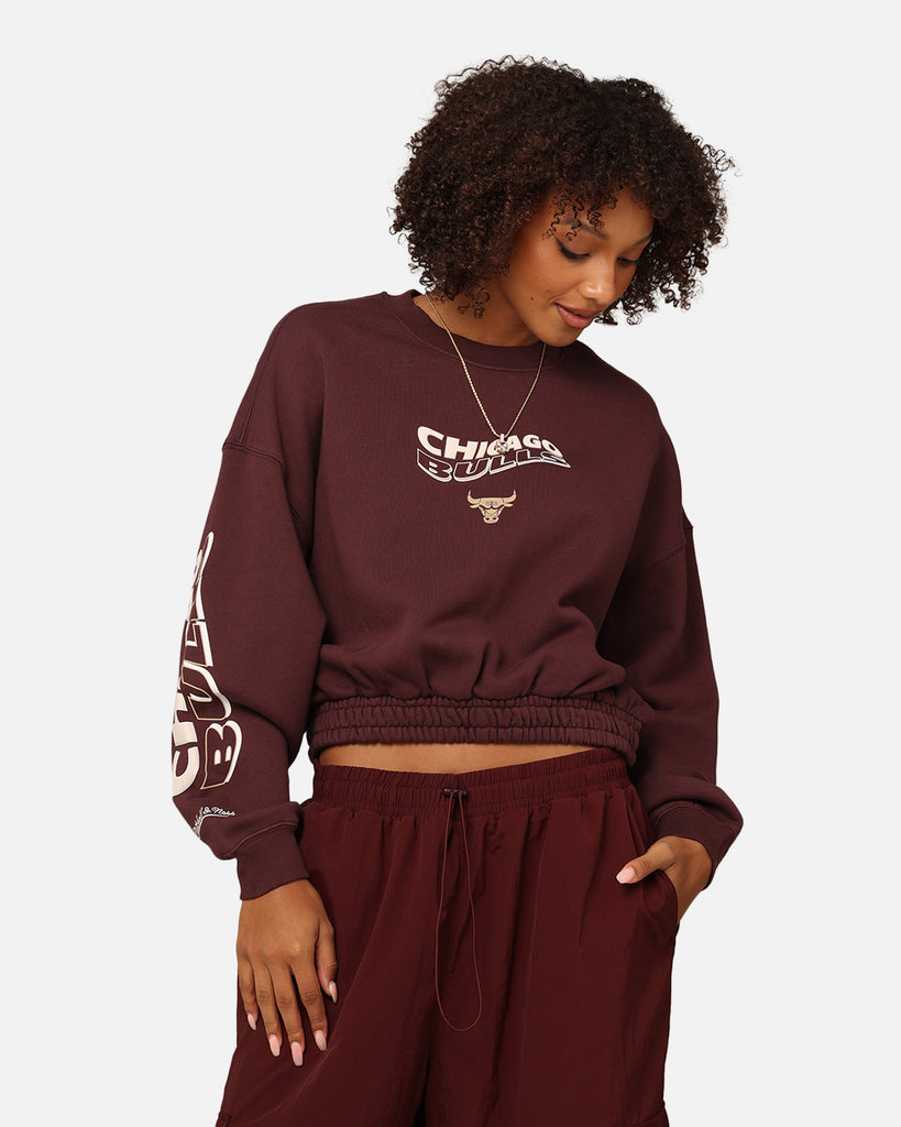 Mitchell & Ness Women's Chicago Bulls Dazed Cropped Crewneck Fudge ...