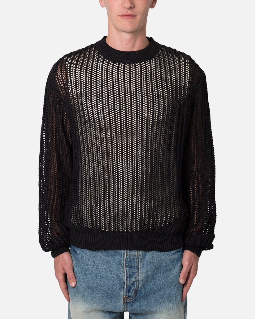 MNML Mesh Knit Sweater Black | Culture Kings
