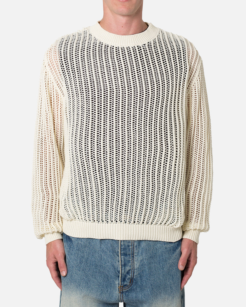 MNML Mesh Knit Sweater Cream | Culture Kings