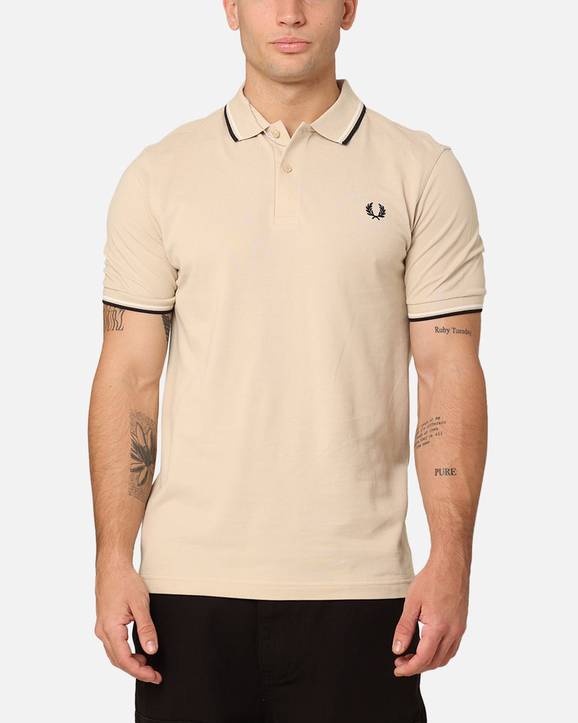 Fred Perry Twin Tipped Polo Shirt Oatmeal/Ecru/Black | Culture Kings