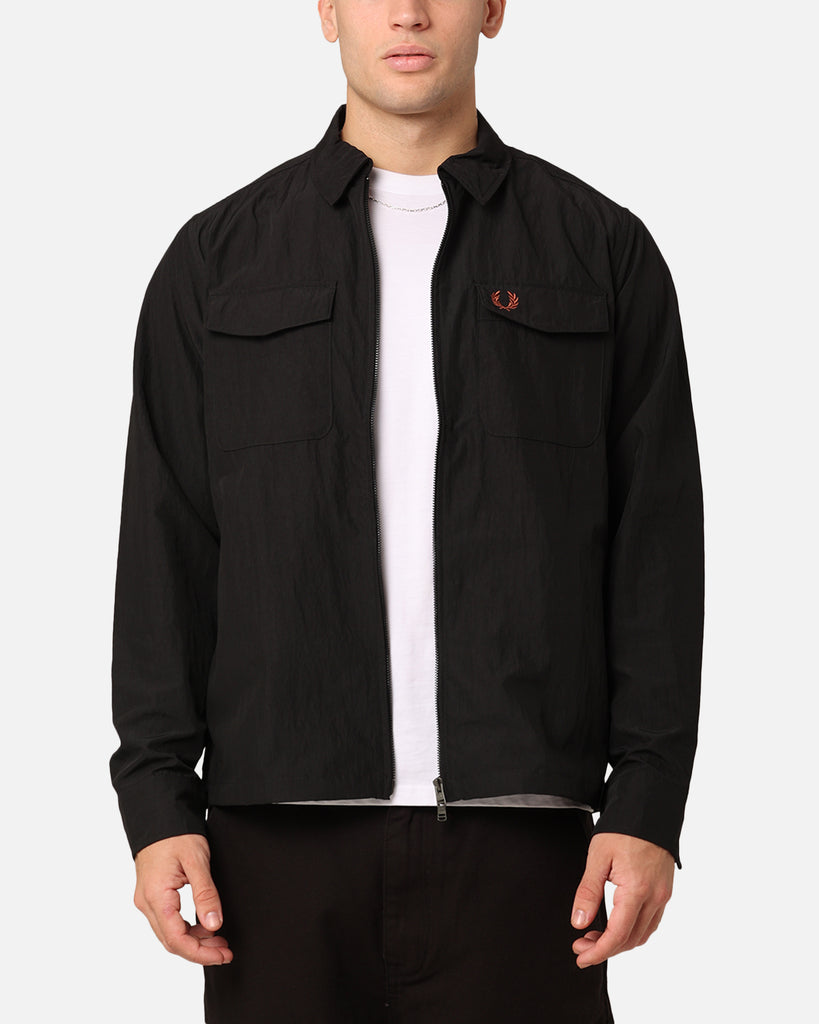 Fred Perry Zip Overshirt Jacket Black | Culture Kings