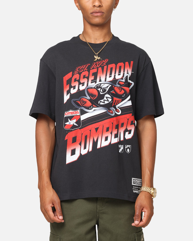 Mitchell & Ness Essendon Bombers Mascot Character T-Shirt Faded Black ...