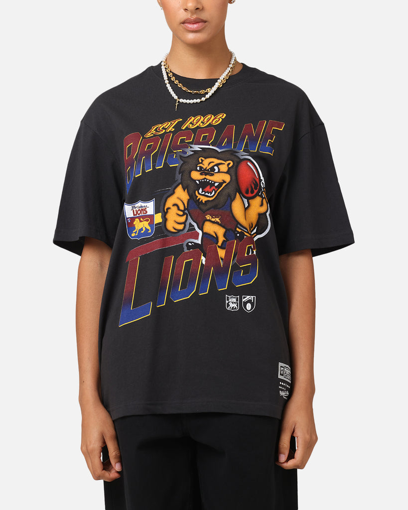 Mitchell & Ness Brisbane Lions Mascot Character T-Shirt Faded Black | Culture Kings