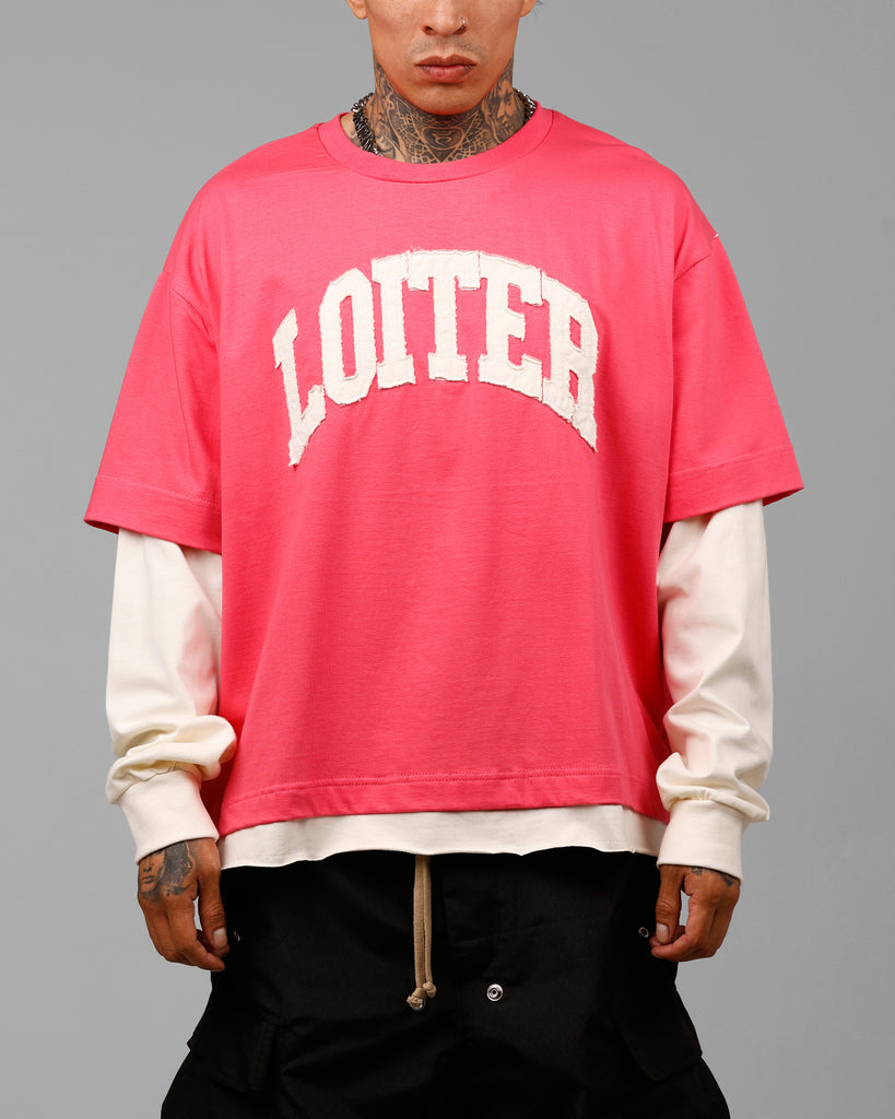 Loiter Impact Long Sleeve T-Shirt Washed Pink/White | Culture Kings