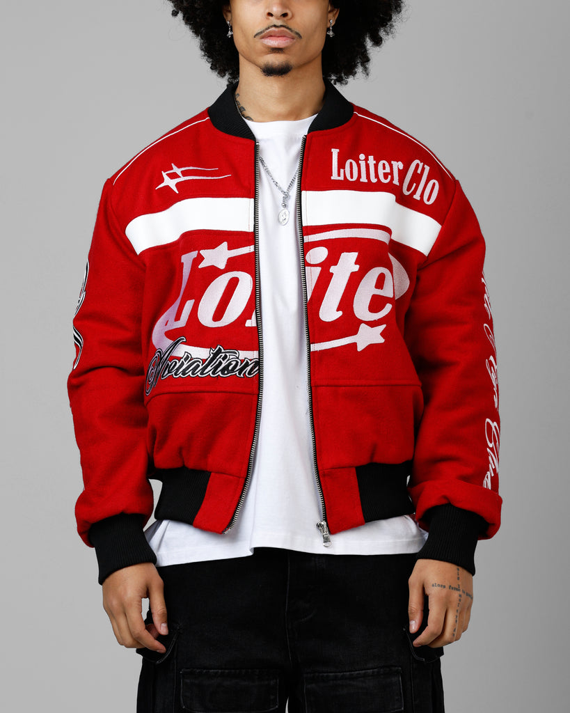 Loiter Aviation Bomber Jacket Red/Black | Culture Kings