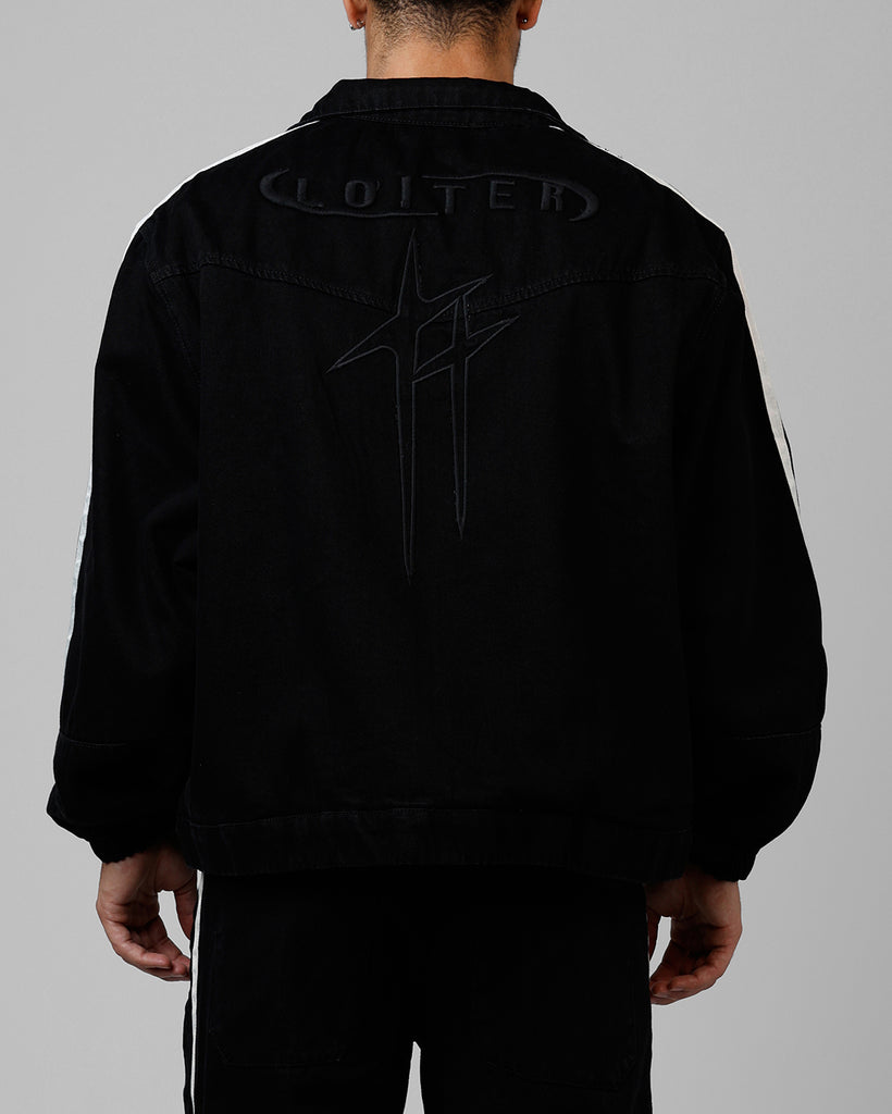Loiter Track Star Denim Jacket Black | Culture Kings