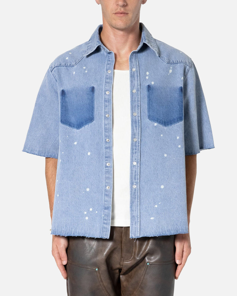 MNML Washed Denim Button Up Shirt Blue | Culture Kings