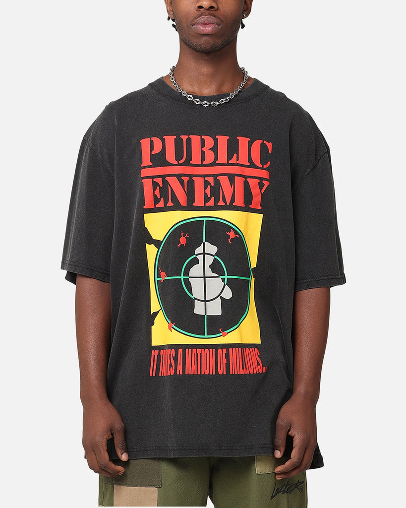 Public Enemy Hold Us Back T-Shirt Washed Black | Culture Kings