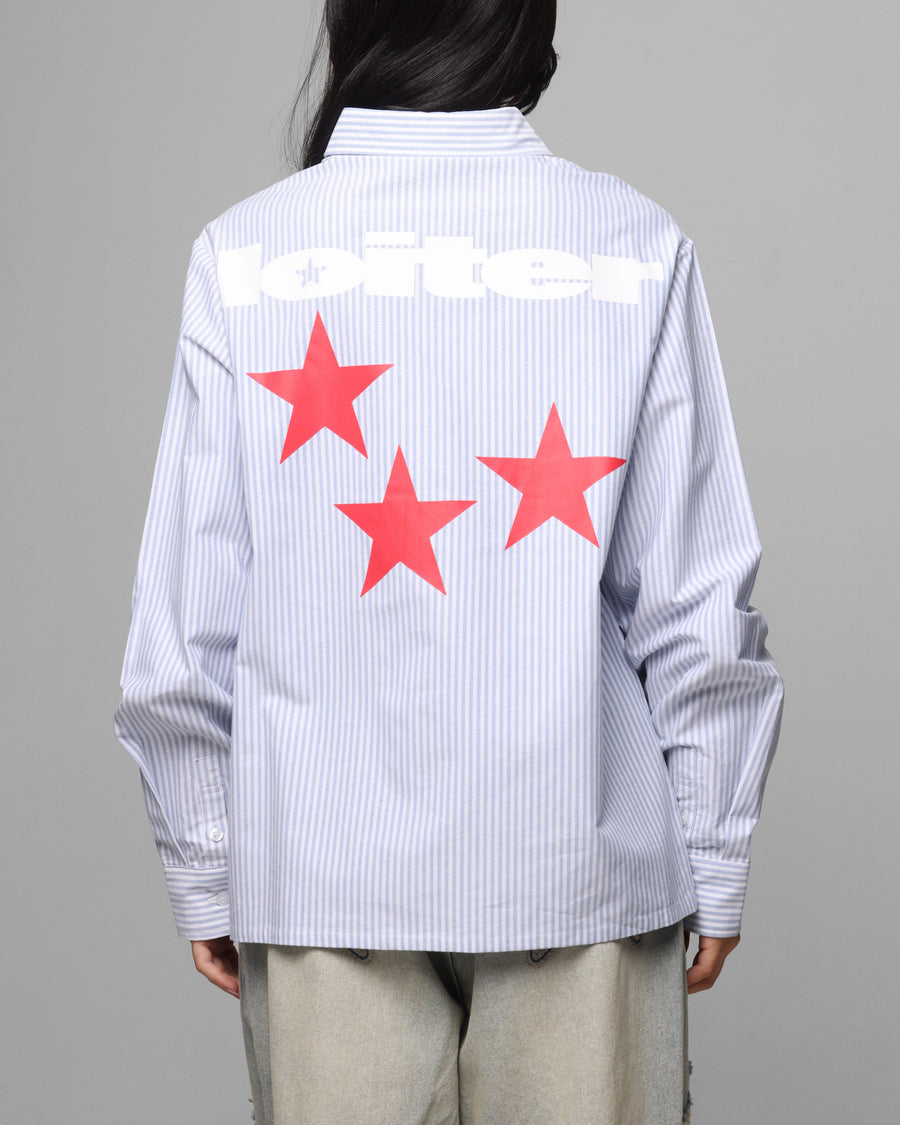 Loiter Solar Button Up Shirt Blue Pin Stripe | Culture Kings