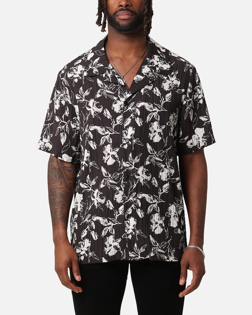 XXIII Floral Textured Button Up Shirt Black/White | Culture Kings