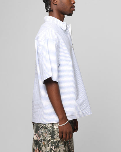Loiter Rodeo Quarter Zip Up Shirt Blue Pin Stripe | Culture Kings