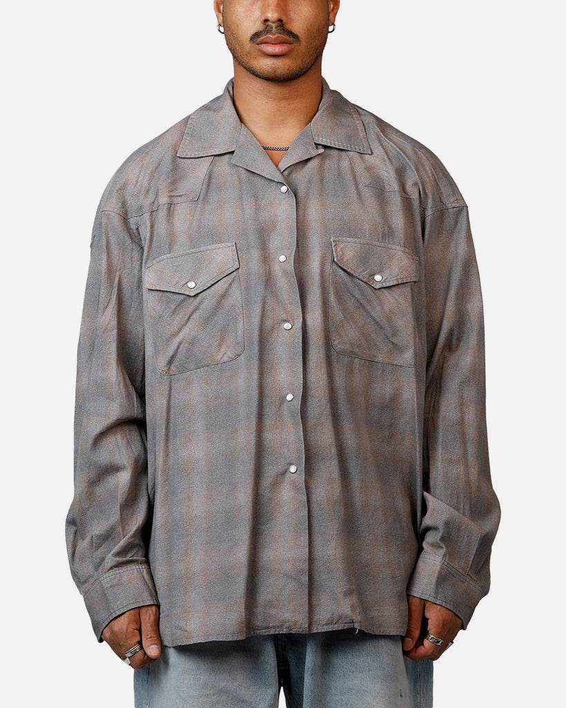 MNML Faded Print Flannel Shirt Grey | Culture Kings