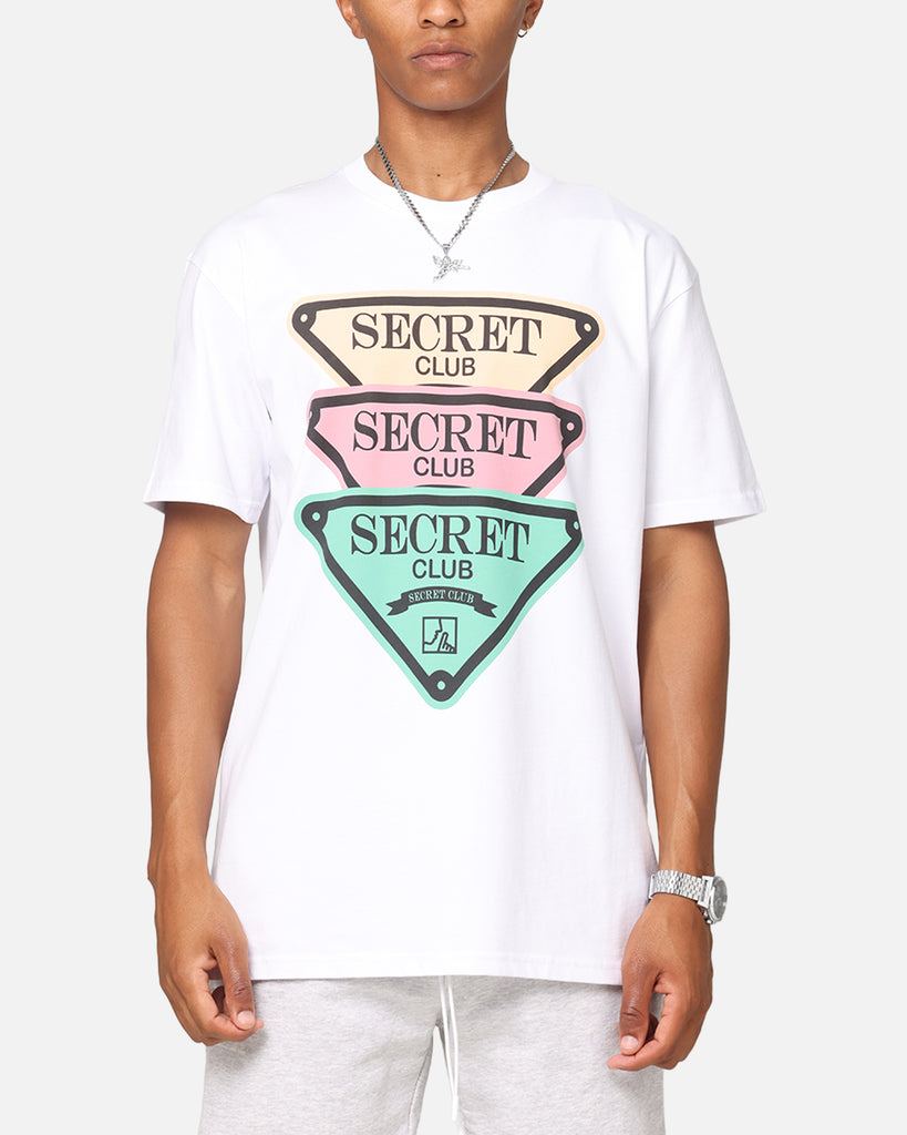 Secret Club Stacked Badge T-Shirt White | Culture Kings