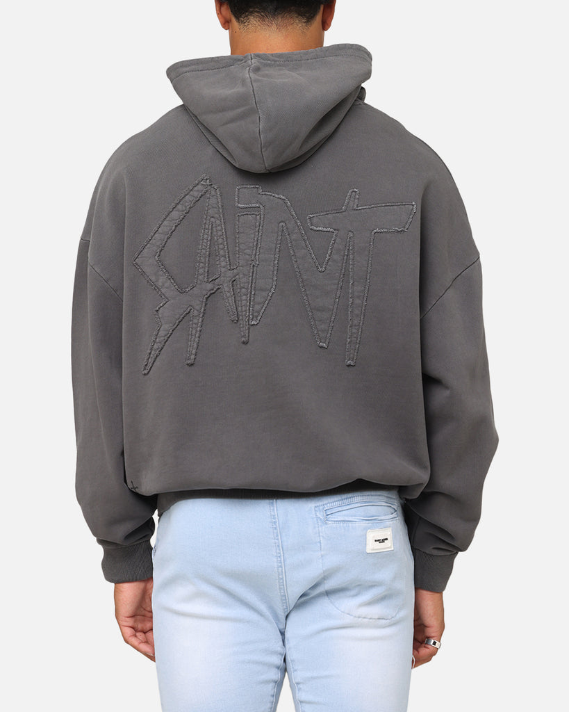 Saint Morta Pericles Applique Hoodie Washed Charcoal | Culture Kings