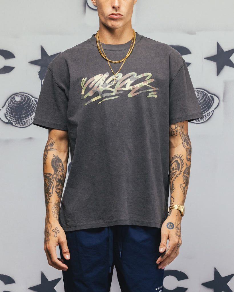 Carre Camo Script T-Shirt Black Wash | Culture Kings