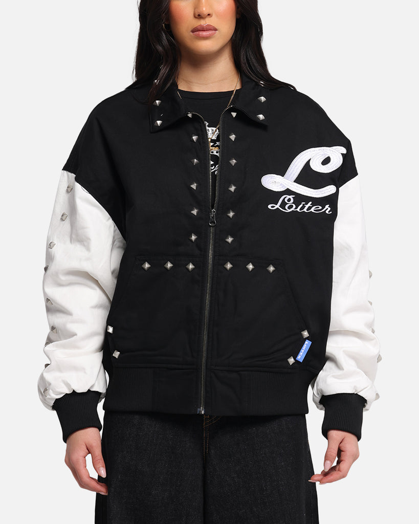 Loiter Frontier Varsity Jacket Black/Off White | Culture Kings