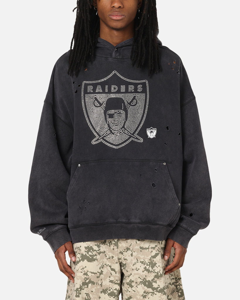 Mitchell & Ness Las Vegas Raiders Distressed Rhinestone Logo Hoodie Fa ...
