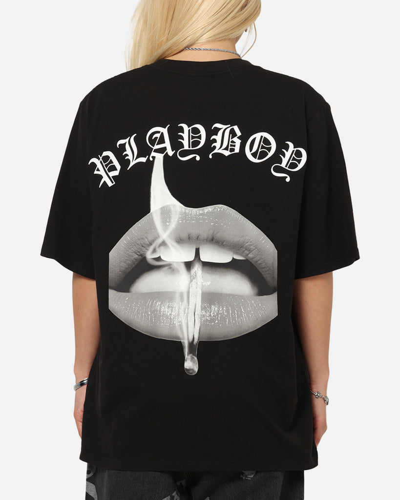 Playboy Gothic Mono Lips T-Shirt Black | Culture Kings