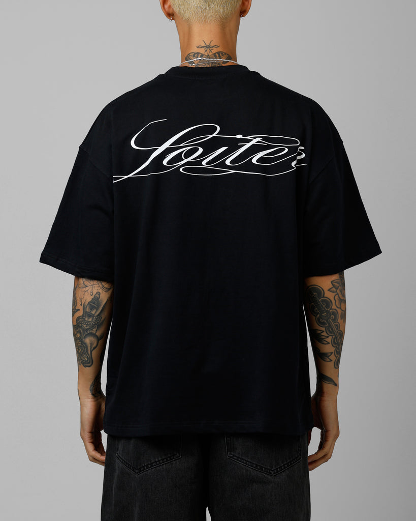 Loiter Script Boxy T-Shirt Black | Culture Kings