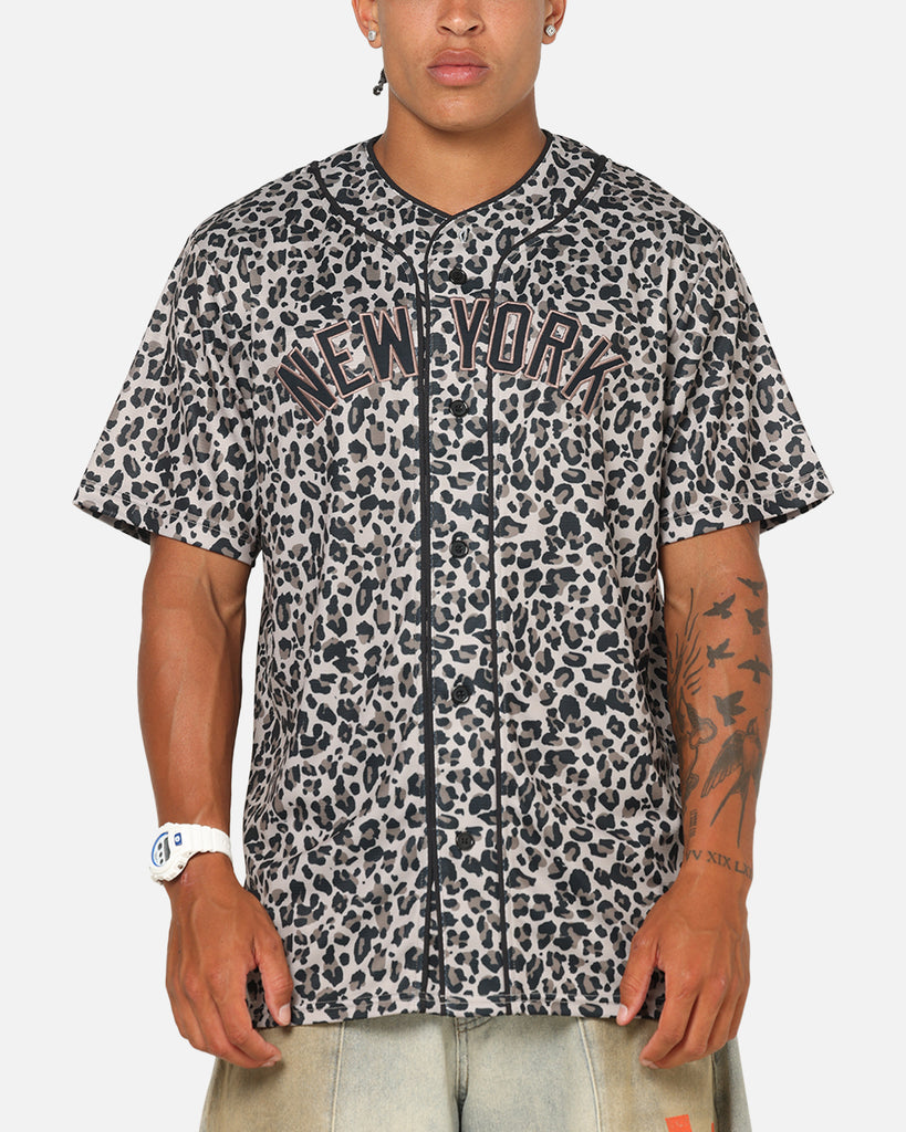 Majestic Athletic New York Yankees Leopard Baseball Button Up Shirt Le ...