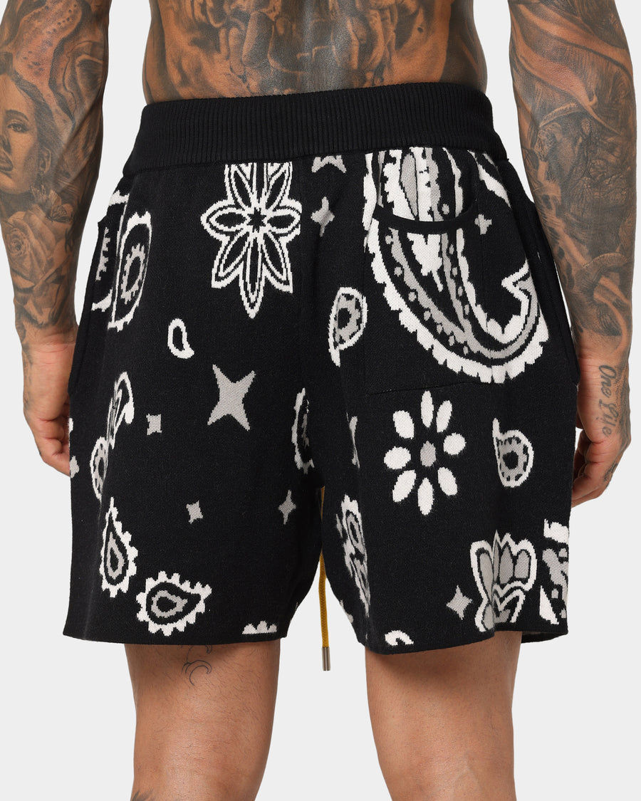MNML Paisley Knit Shorts Black | Culture Kings