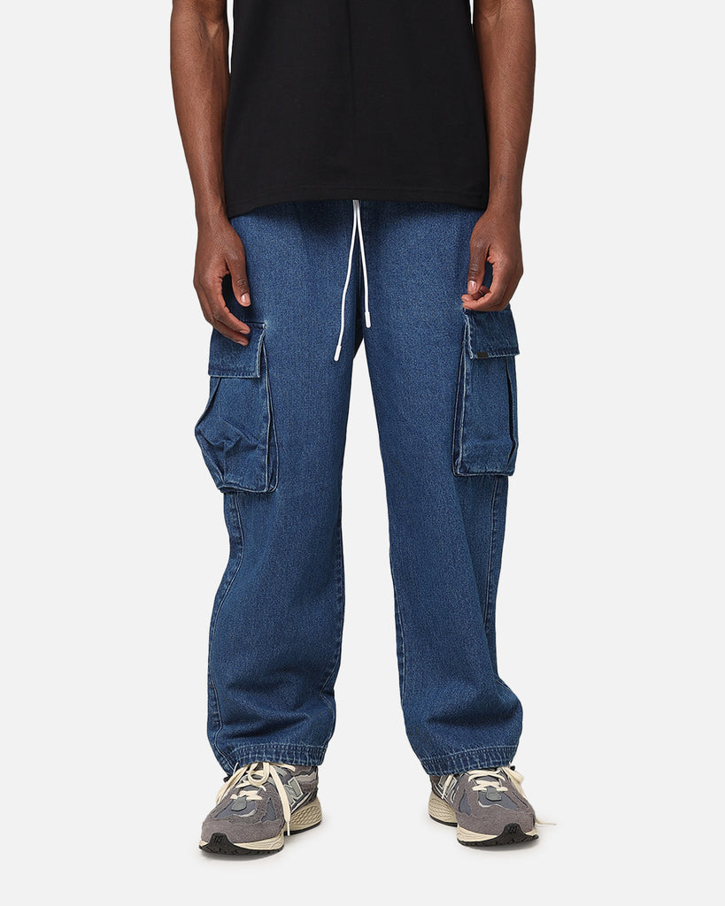 Carre Denim Superior Cargo Joggers Mid Blue Denim | Culture Kings