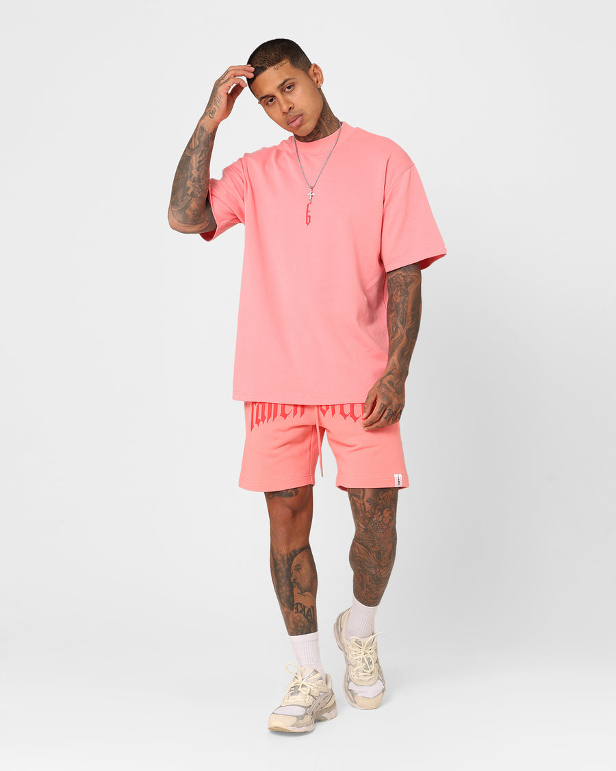 Fallen Breed Puff Logo Zip Sweat Shorts Pink/Red | Culture Kings