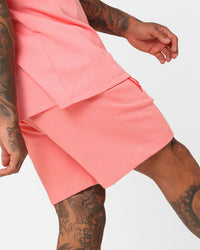 Fallen Breed Puff Logo Zip Sweat Shorts Pink/Red | Culture Kings