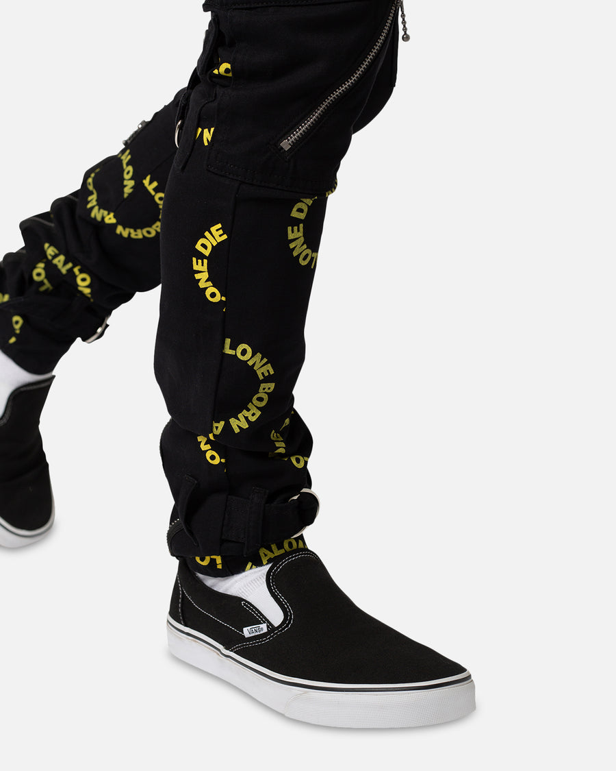 MNML M564 Punk Cargo Pants Black/Yellow | Culture Kings