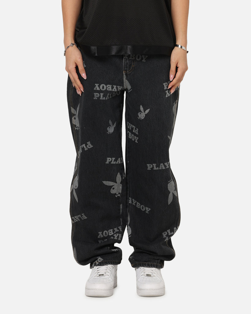 Playboy Mess Denim Jeans Washed Black | Culture Kings