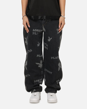 Playboy Mess Denim Jeans Washed Black | Culture Kings